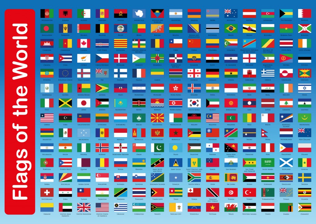 Flags of the World wall panel – suitable for indoors and outdoors ...